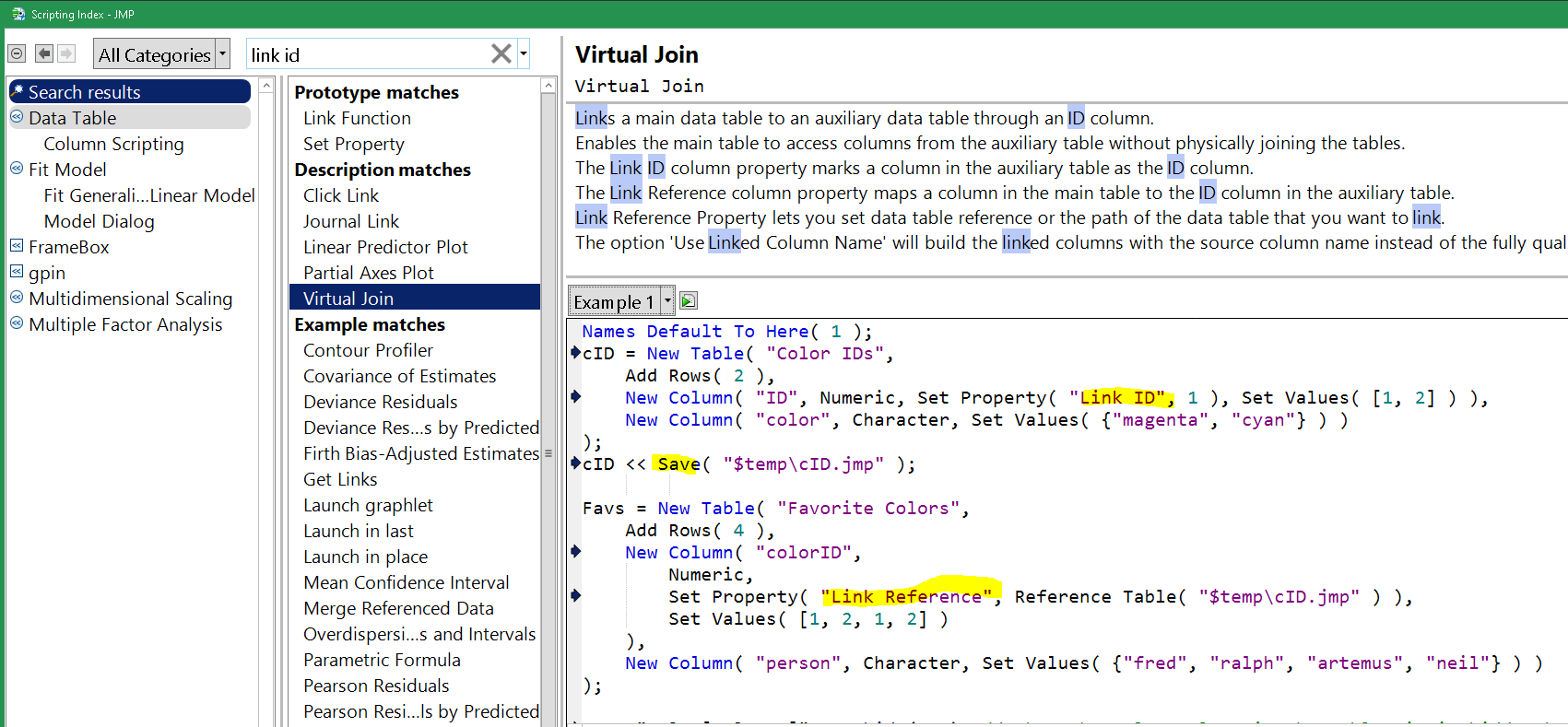 Virtual linking two tables via JSL scripting - JMP User Community
