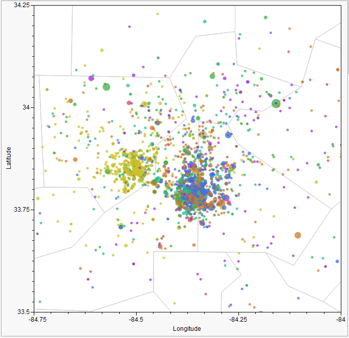 Solved: Create Latitude Longitude overlay on a US map with Interstates ...