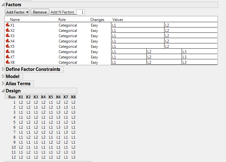 Solved: Fractional factorials with categorical 2-level and 3-level ...