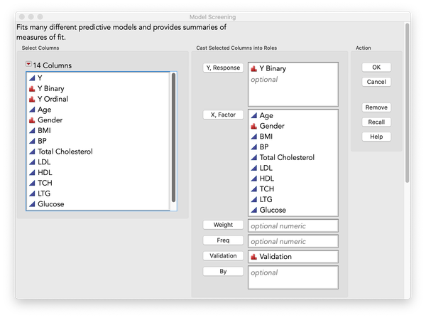 Model Screening in JMP Pro 16