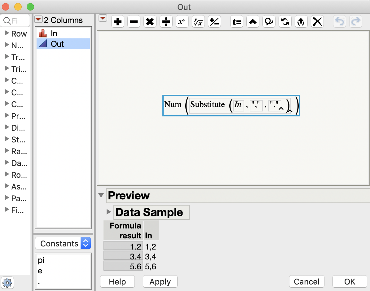 Solved: Comma to dot in a table column without changing preferences - JMP User Community
