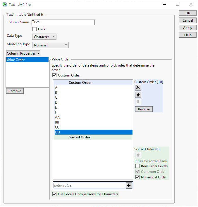 Solved: How to use a column to "Value Order" another column - JMP User ...