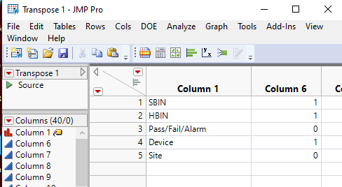 Solved: convert columns to rows - JMP User Community