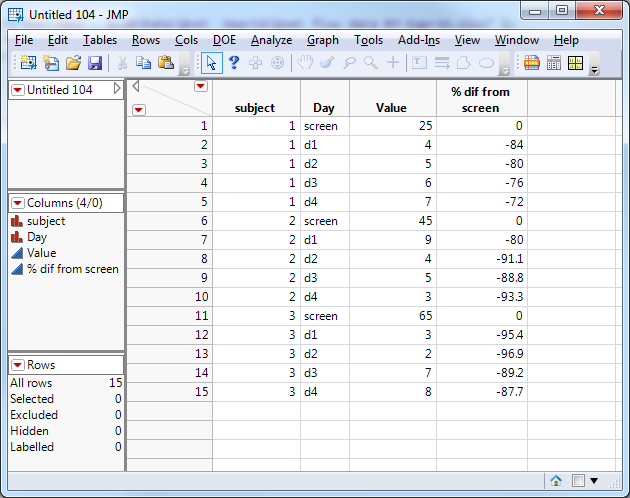 Solved: How to calculate percentage differences between rows referenced to a cell in ano ...