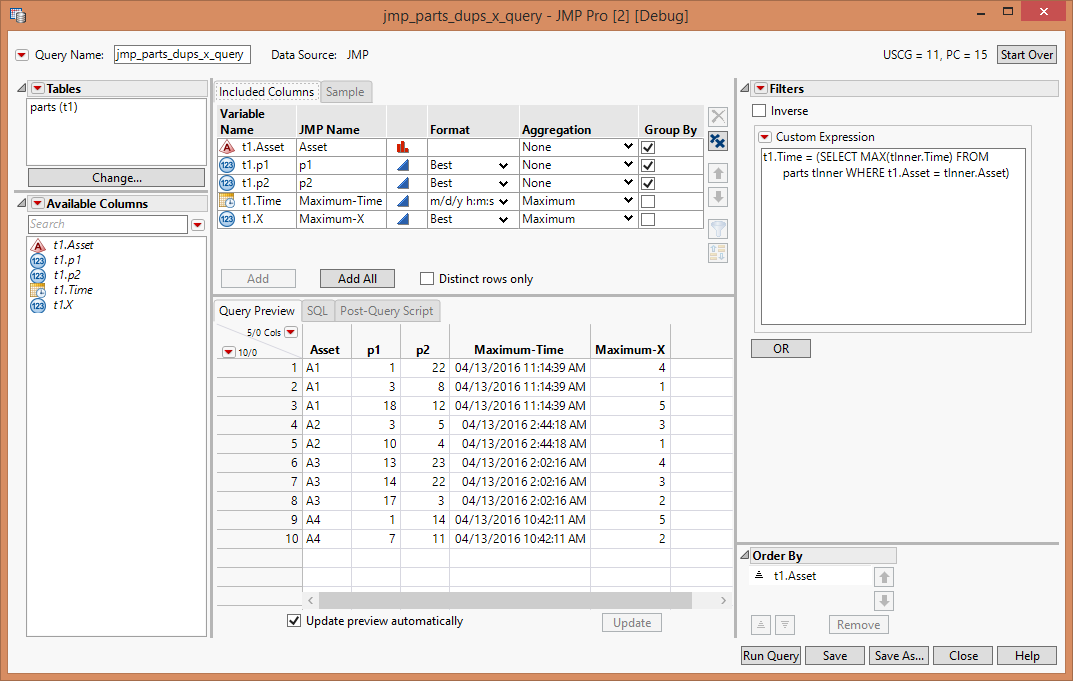 Solved: Query Builder - Unique Records - JMP User Community