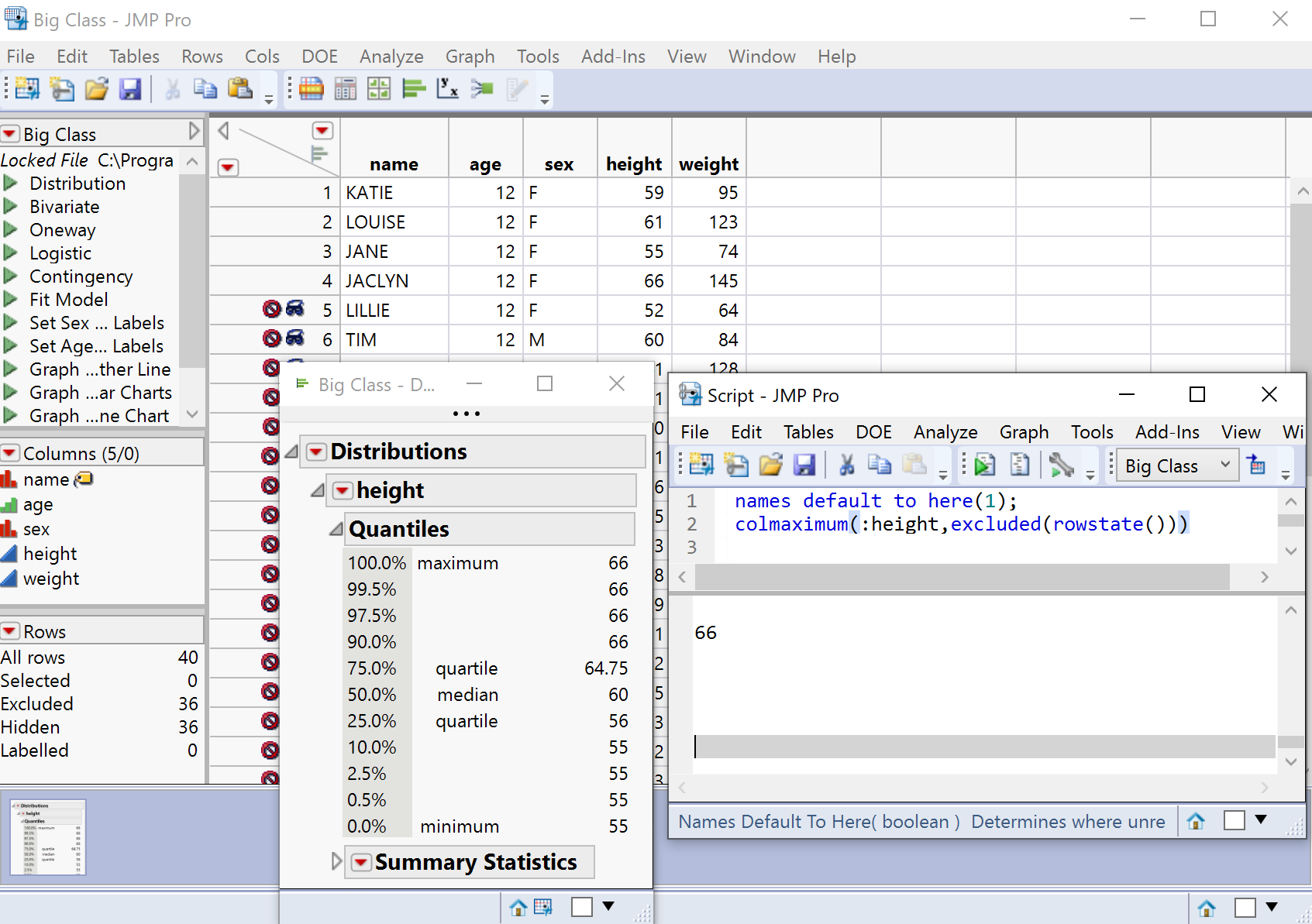 Col Functions And Row States Jmp User Community 