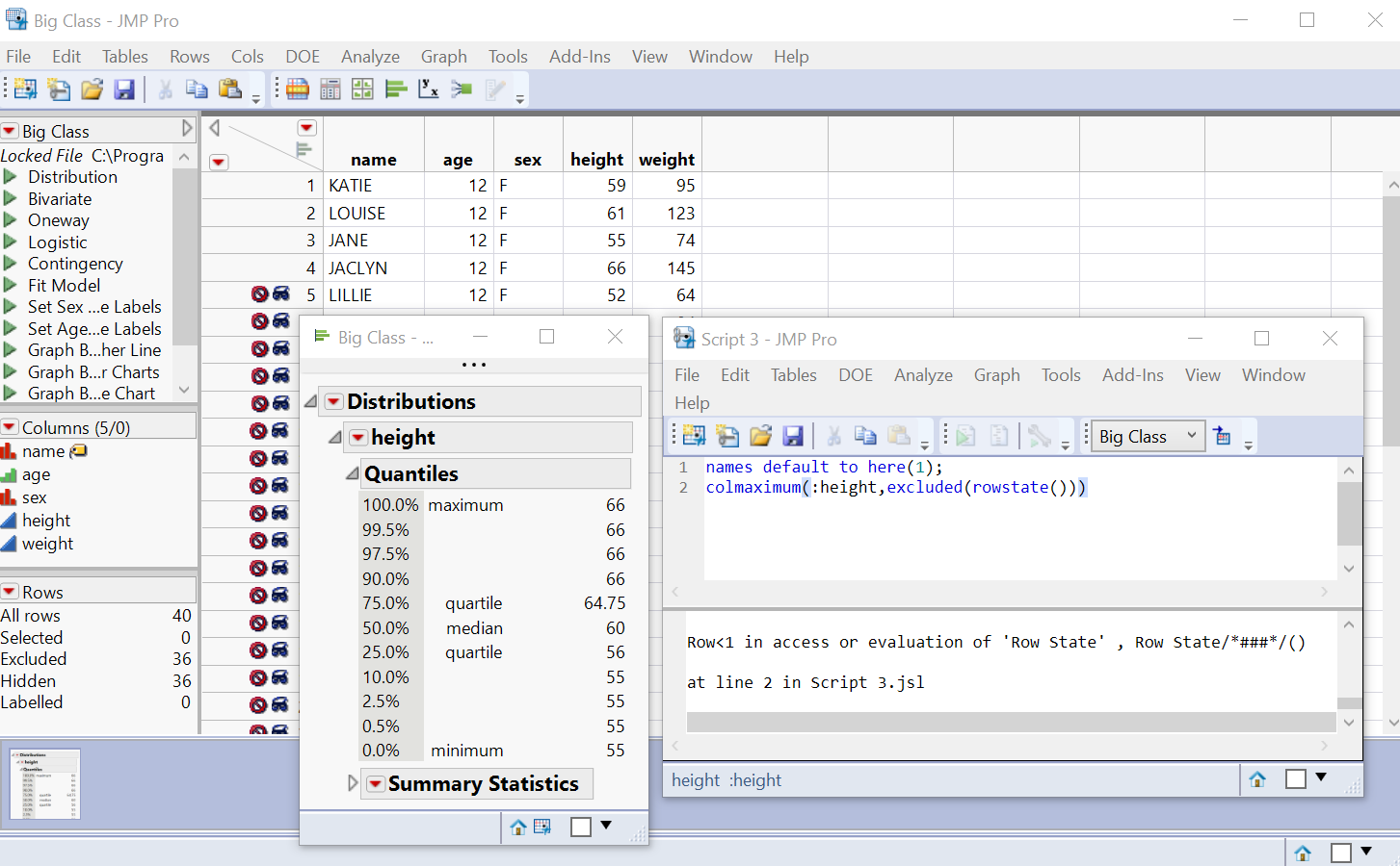 Col Functions And Row States Jmp User Community 