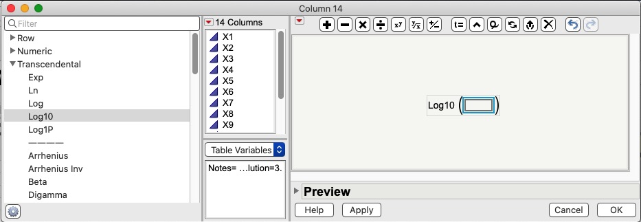 Function in script to get log of a column - JMP User Community