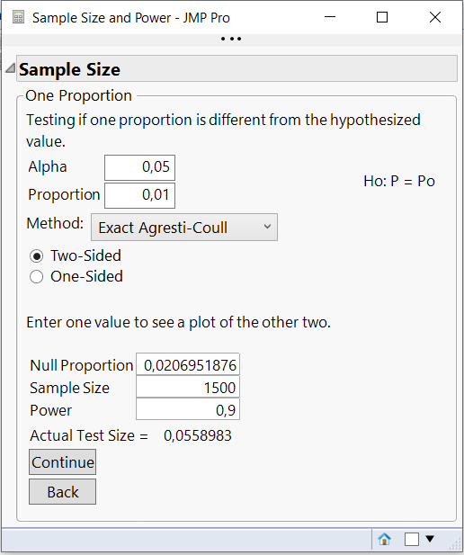 Looking for a sample size calculator for defect proportions that can help me opt... - JMP User ...