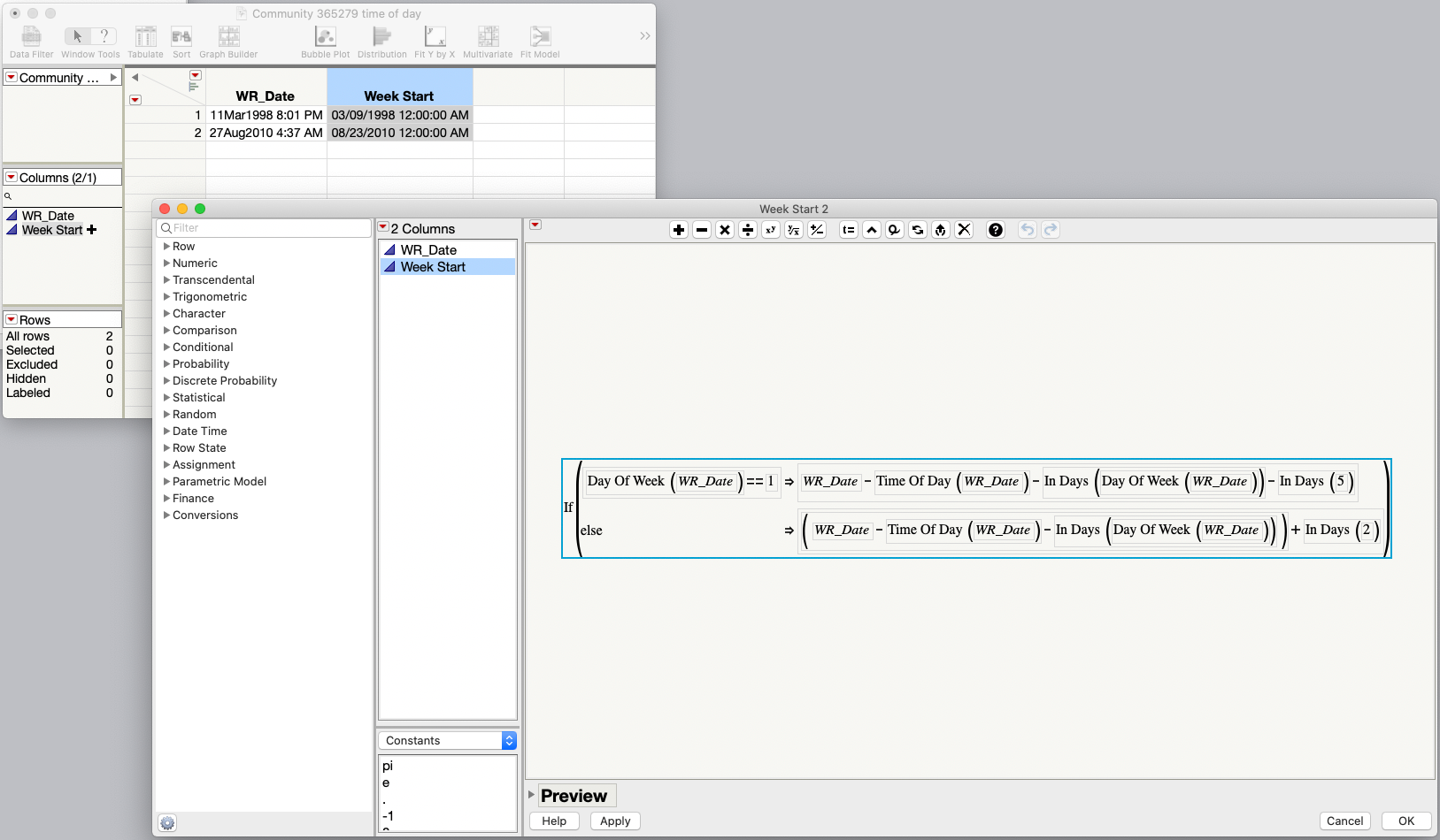 Solved: week start date - JMP User Community
