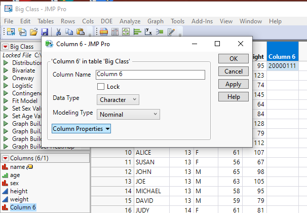 How to convert a numeric column to a date column correctly? - JMP User Community
