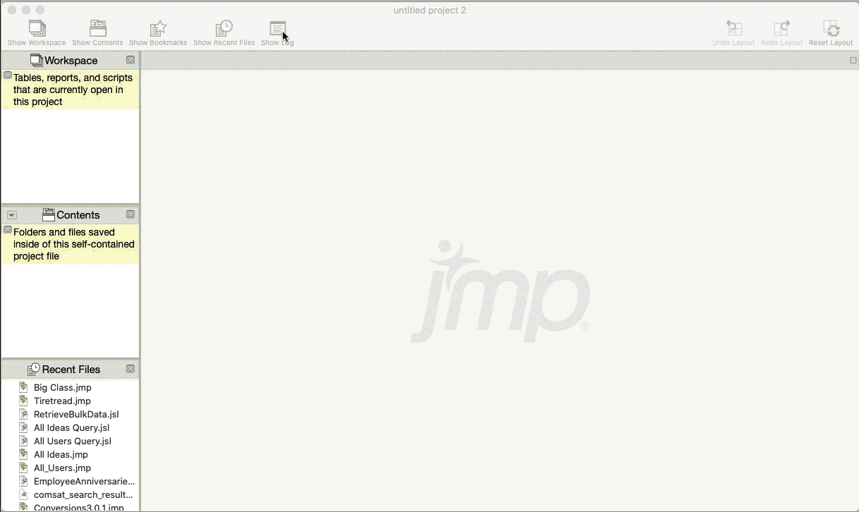 Enhanced Log does not capture action performed within a Project - JMP ...