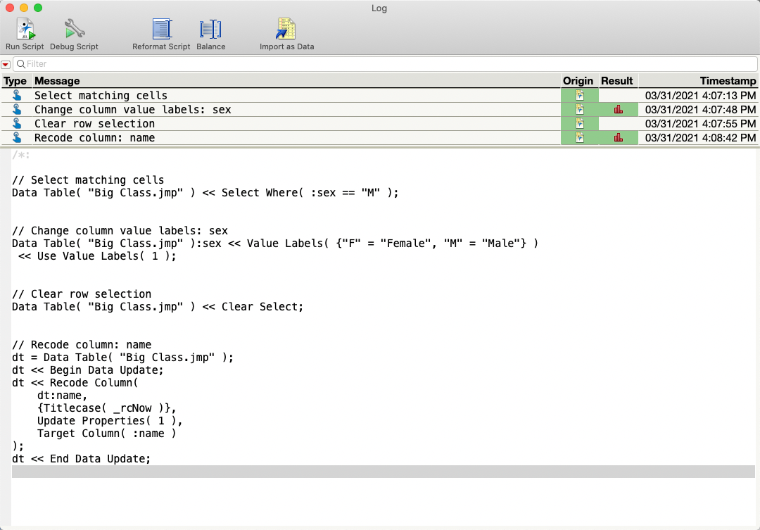 Save Data cleaning changes to script - JMP User Community