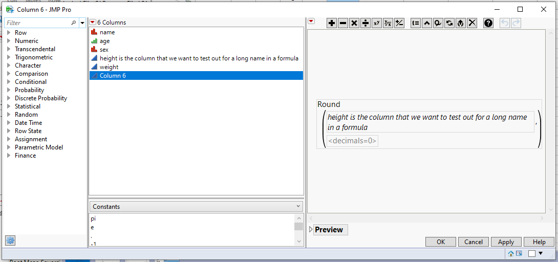Solved: Quick formula column without shorting its name - JMP User Community