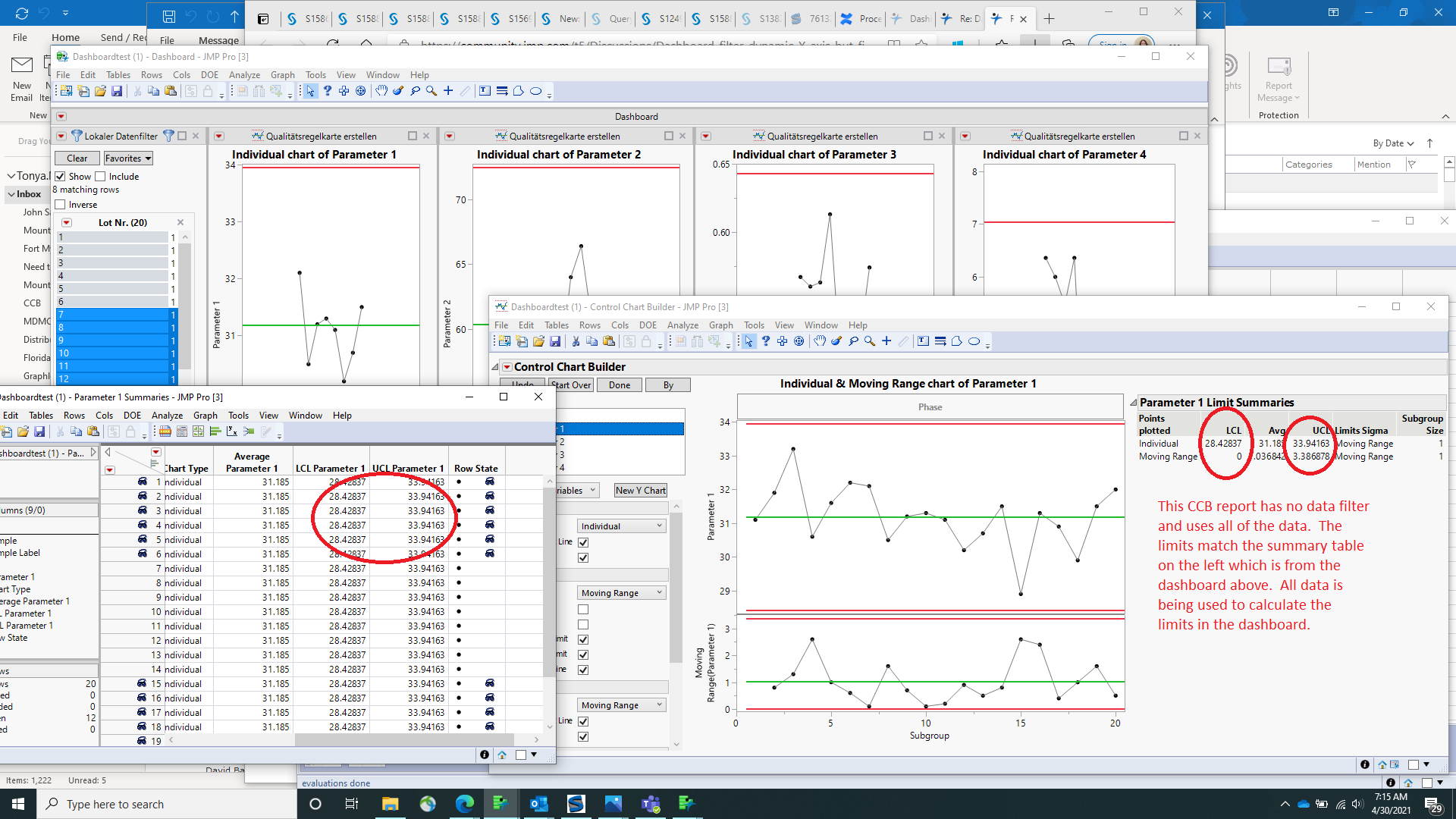 Solved Dashboard Filter Dynamic X Axis But Fixed Limits Of Control Charts Jmp User Community