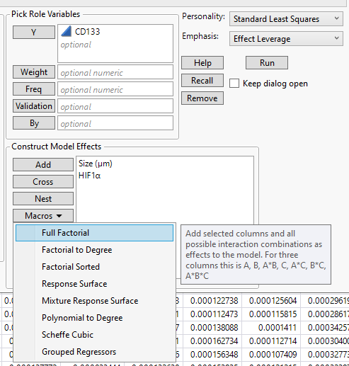 Solved How To Add Full Factorial For Fit Model Jmp User Community 