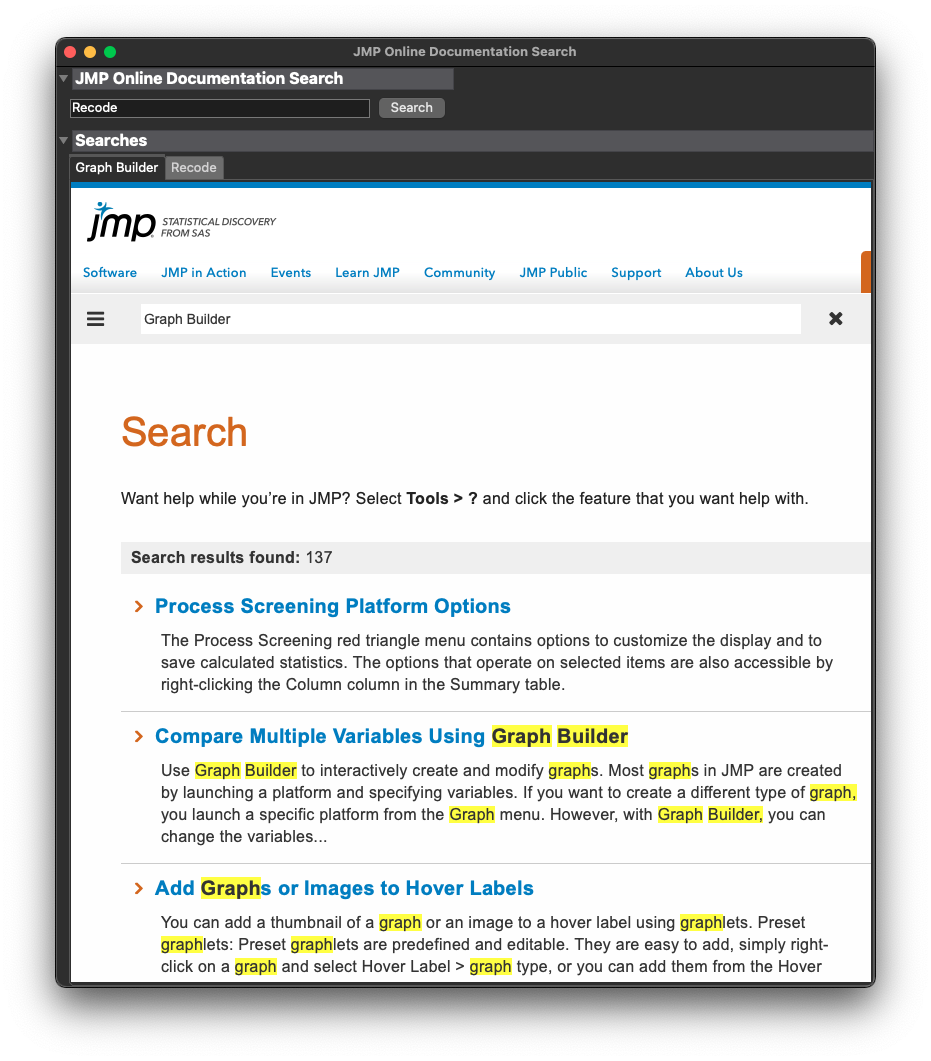 Search Online JMP Documentation - JMP User Community