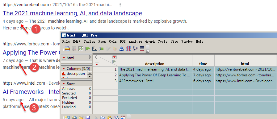 Does JMP have code to organize the text of a web page into tabular form ...