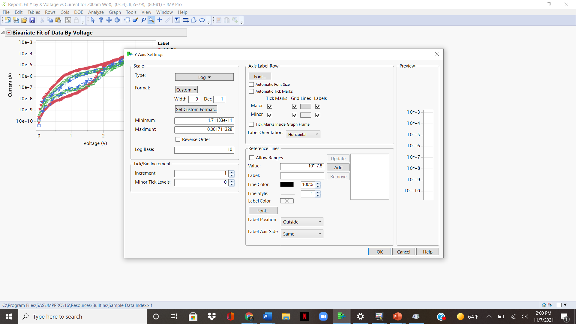 Changing axis scale with superscripts - JMP User Community