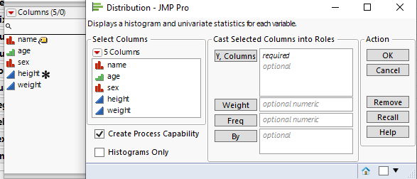 "Create Process Capability" Option not seen under "Distribution" in JMP ...
