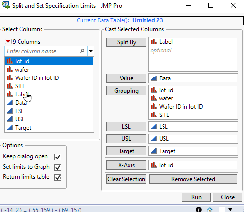 Split and Set Spec Limits - JMP User Community