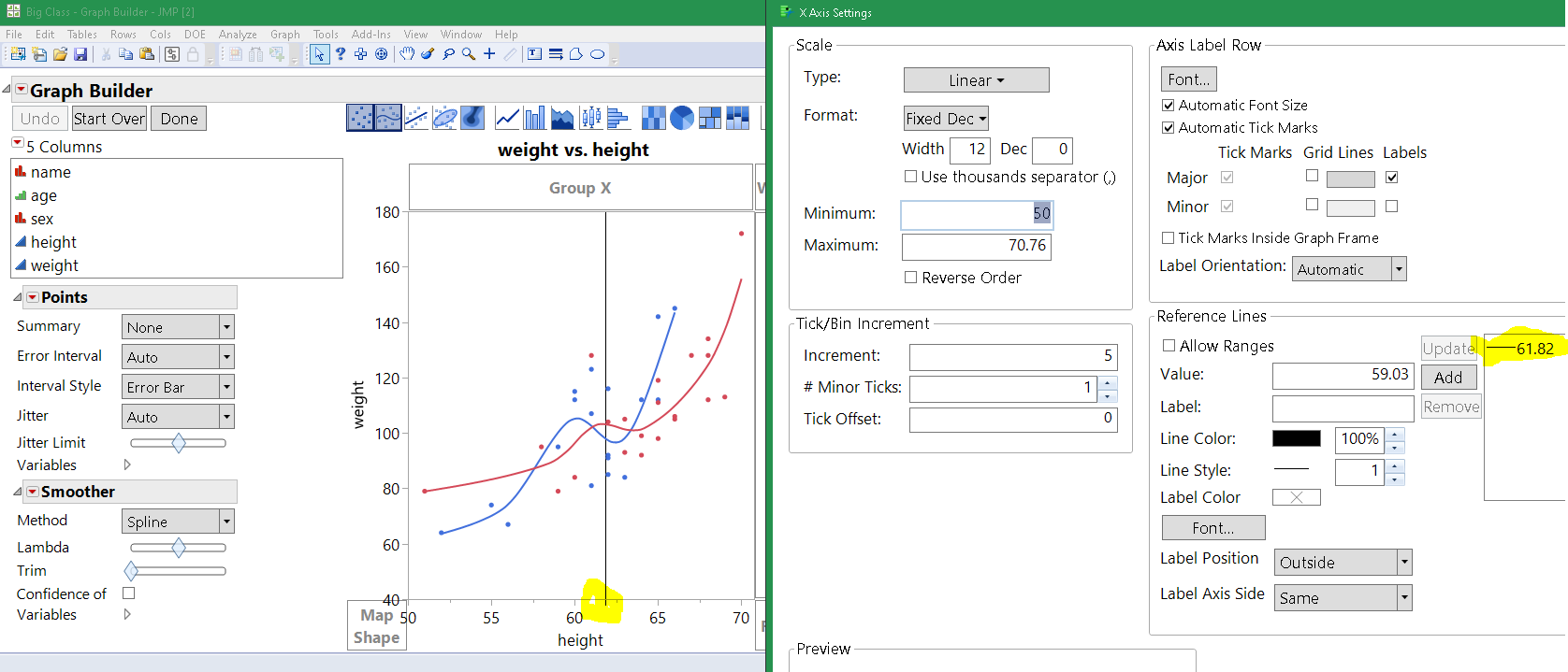 How do you remove this random line from a graph? - JMP User Community