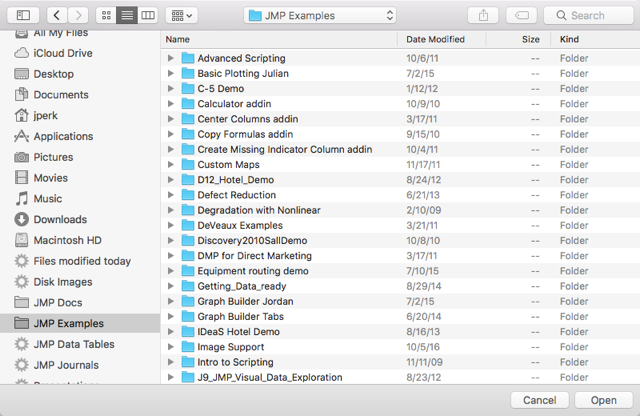 JMP JSL Pick Directory Function
