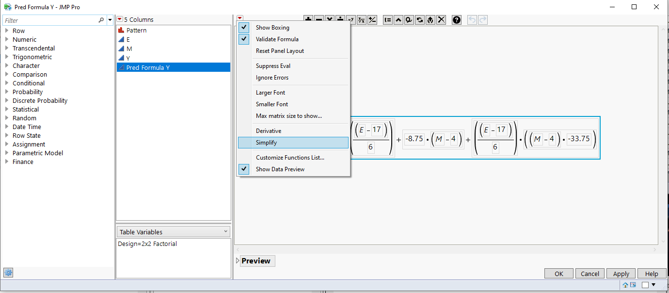 Solved How To Let Jmp Give Me A Calculated Simplified Prediction Equation With Coeff 