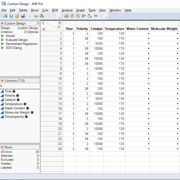 First Time User - Custom DoE - JMP User Community