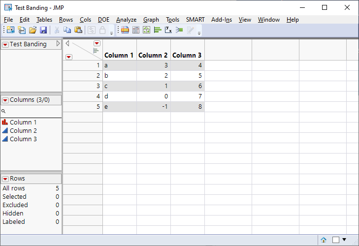 Solved: Alternate row shading colors - JMP User Community