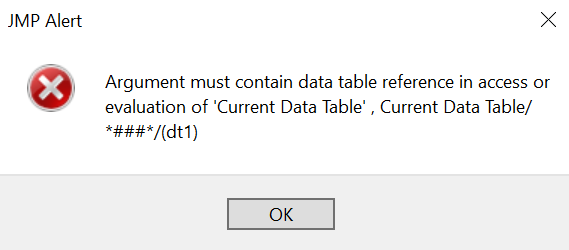 Jmp Alert Argument Must Contain Data Table Reference In Access Or