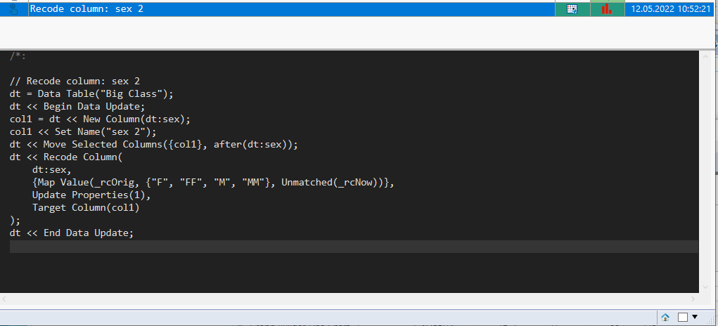 Solved: How to recode without prompt - JMP User Community