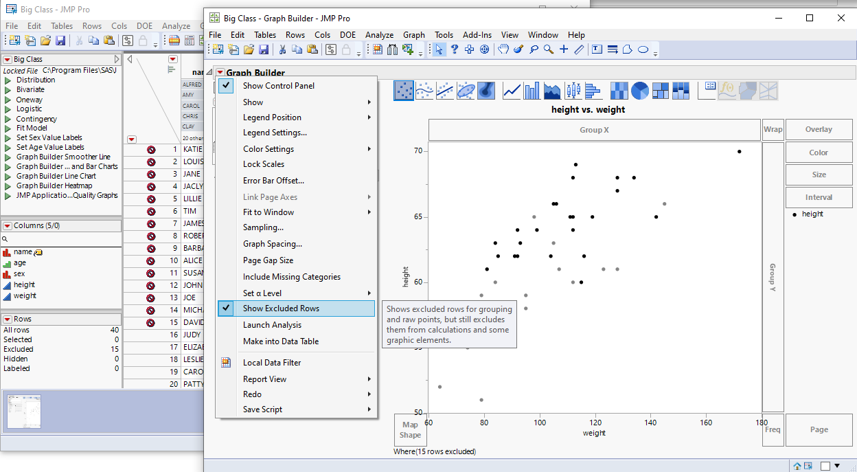 Solved: exclude, but not "hide" - JMP User Community