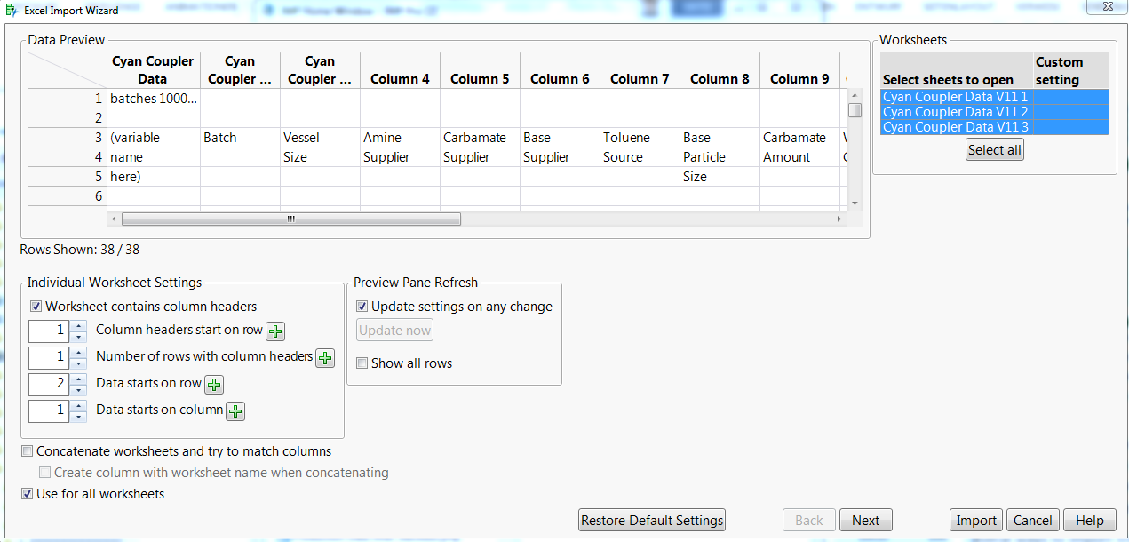 JMP and Excel Part 1 - cont