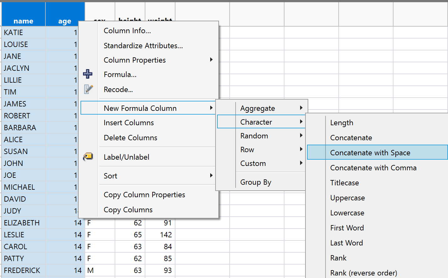 How do I combine two columns one character and one numeric? - JMP User Community