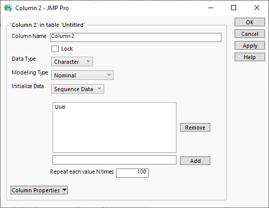Fill Data Table Columns With Sequential Data Jmp User Community
