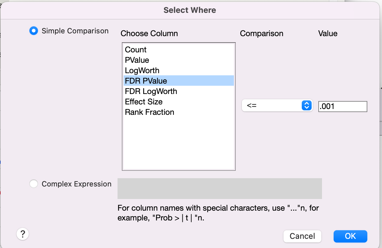 Customize pValue to set correlation criteria - JMP User Community