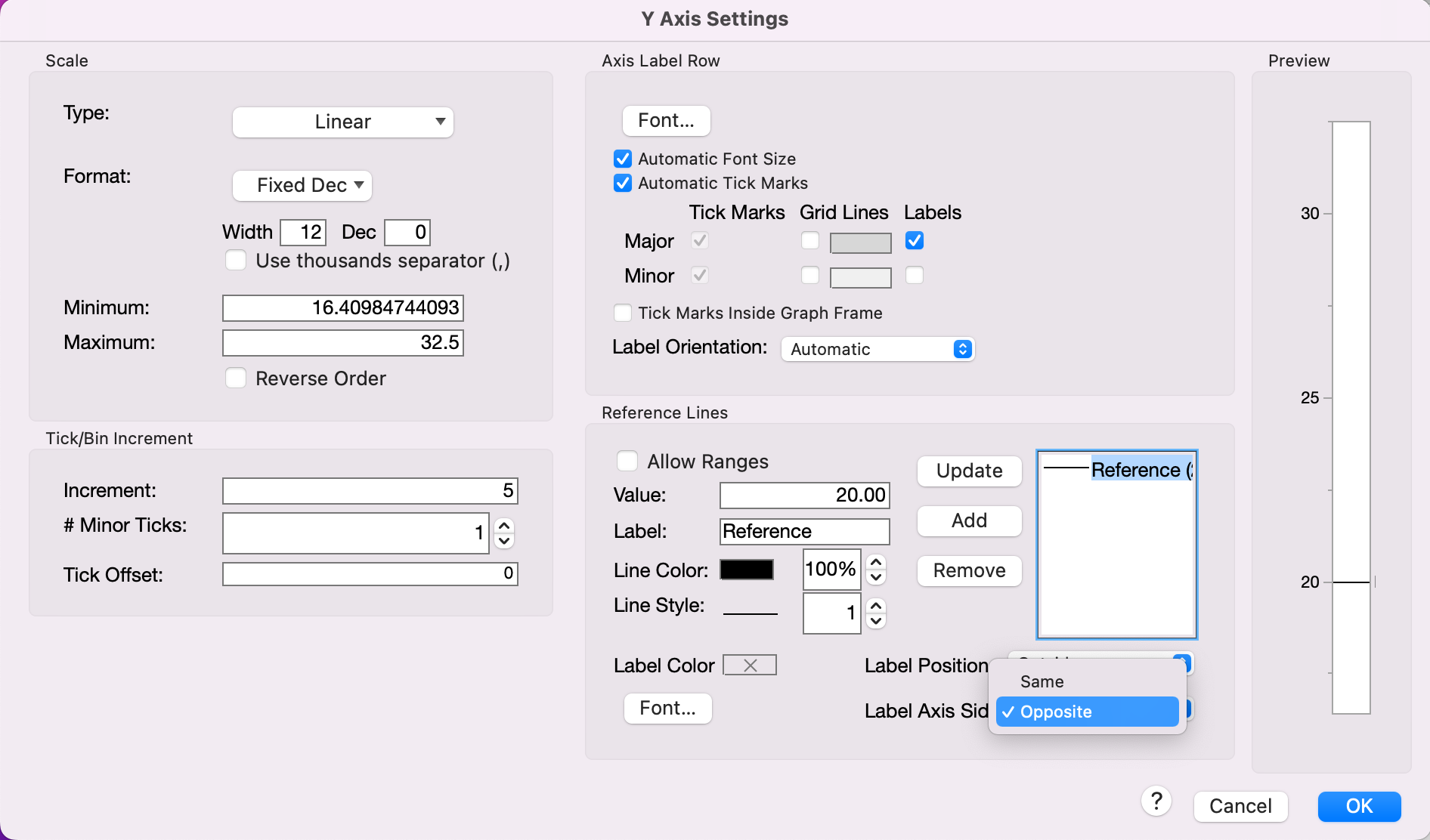 Provide an option to label the reference line on the right side of the ...