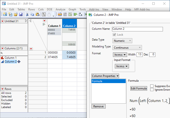 Solved: how to change a series of numbers into time format - JMP User Community