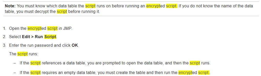 Encrypt Script without data table need - JMP User Community
