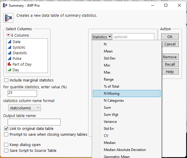 know number of data-missing row when making a summary table - JMP User Community