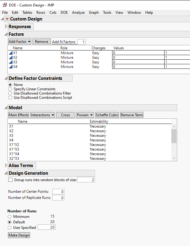how to have a mixture response surface design - JMP User Community