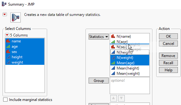 drag and drop in the summary table command - JMP User Community