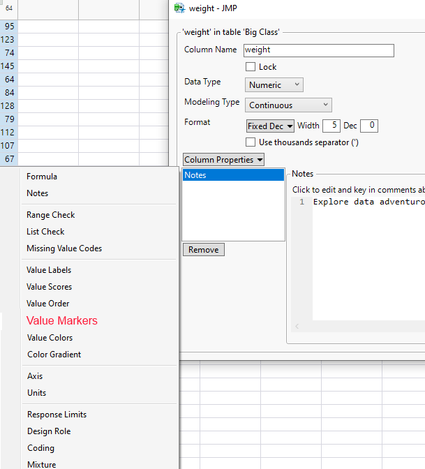 new Column Property: Value Markers - JMP User Community