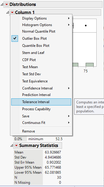 How to get 95/99 Tolerance Interval for Non-normal Distribution? - JMP User Community