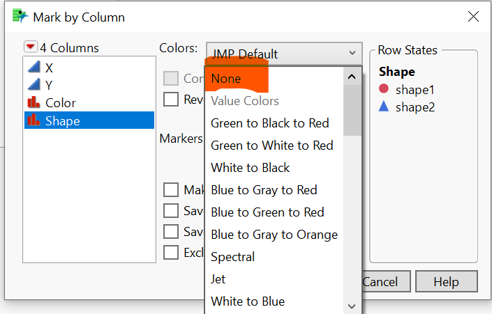 Solved: How to color points by one property and shape them by another ...