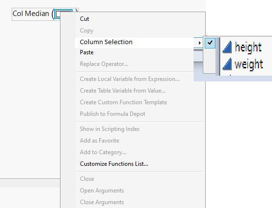 Add right click option to formula editor where you can select the ...