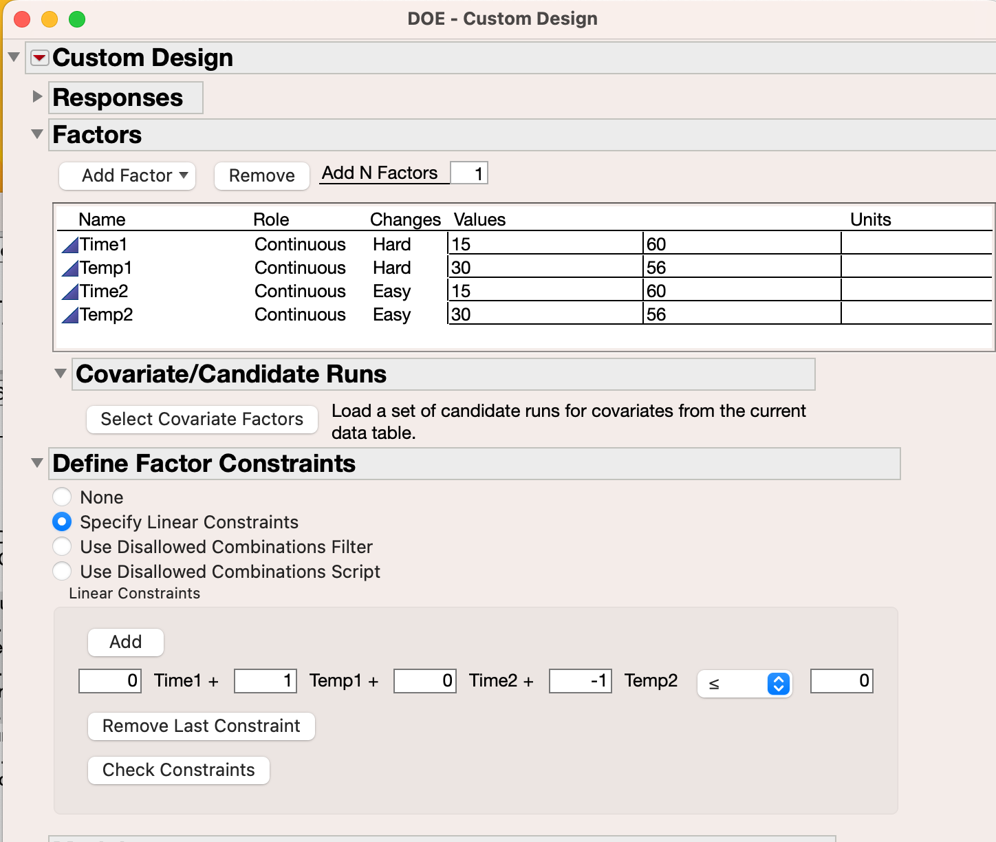Determine Equality Constraints For Related Timetemperature Variables