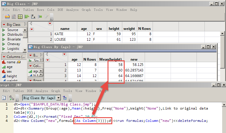 How can I set the value of a specified column to the displayed value, ignoring t... - JMP User ...