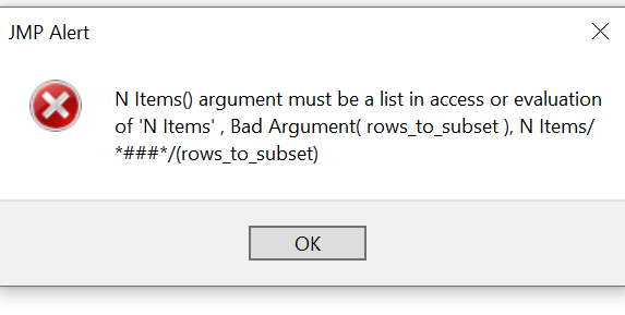 Subset Selection Is Empty Return Error Jmp User Community